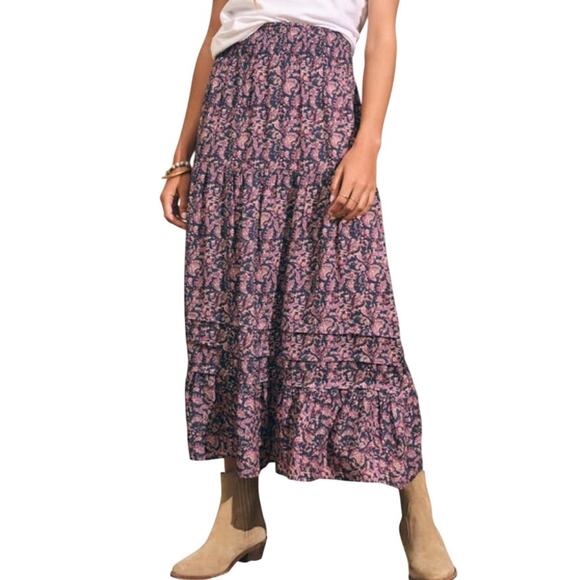 Faherty | Skirts | Faherty Ivy Floral Tiered Maxi Skirt In Fiona Block ...